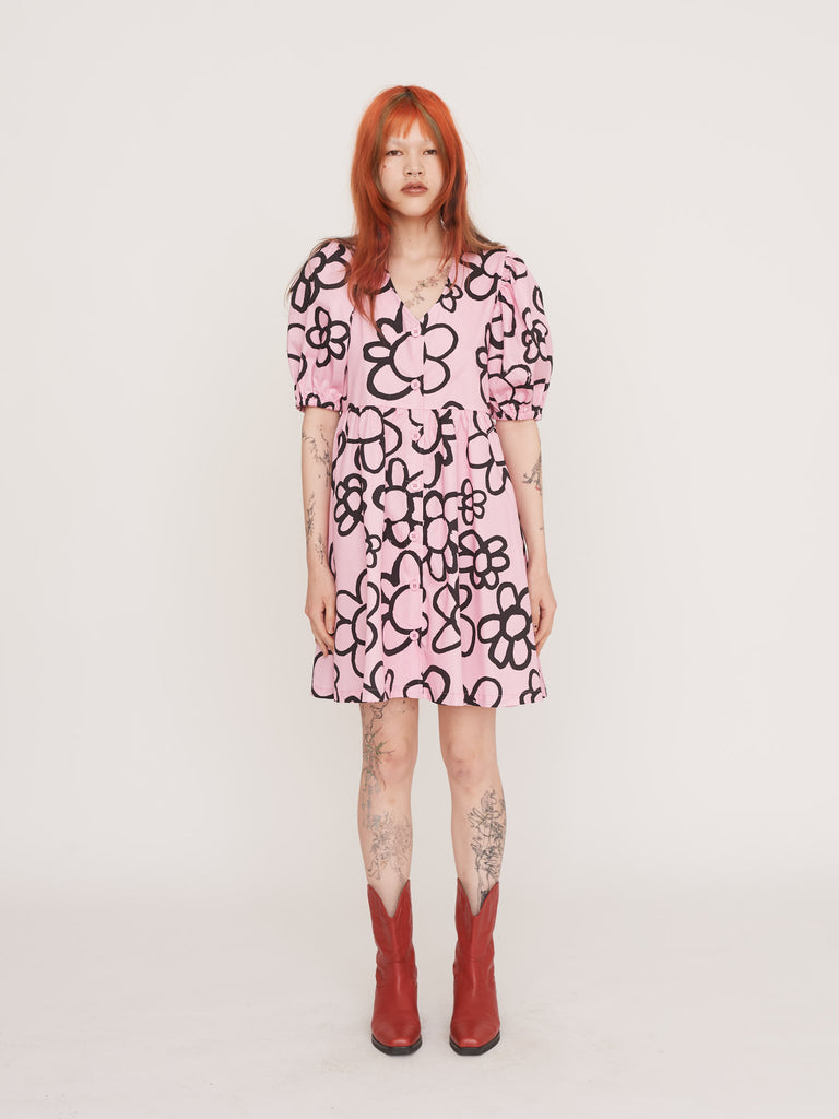 Flower Scribble Mini Dress – Lazy Oaf