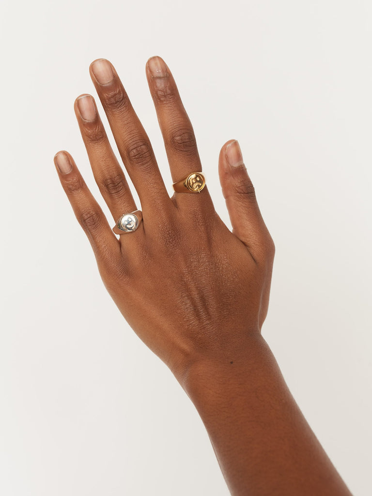 LO x Good Daze Spinner Happy Sad Ring Gold – Lazy Oaf