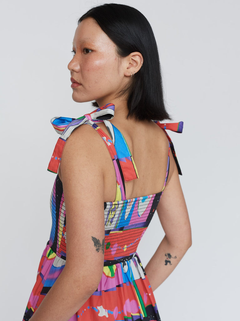 Glitched Tie Shoulder Dress – Lazy Oaf