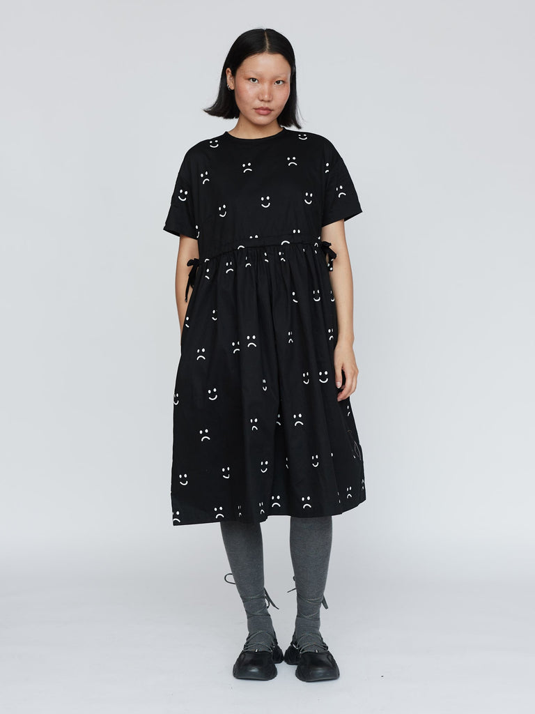 Black Happy Sad Side Tie Dress – Lazy Oaf