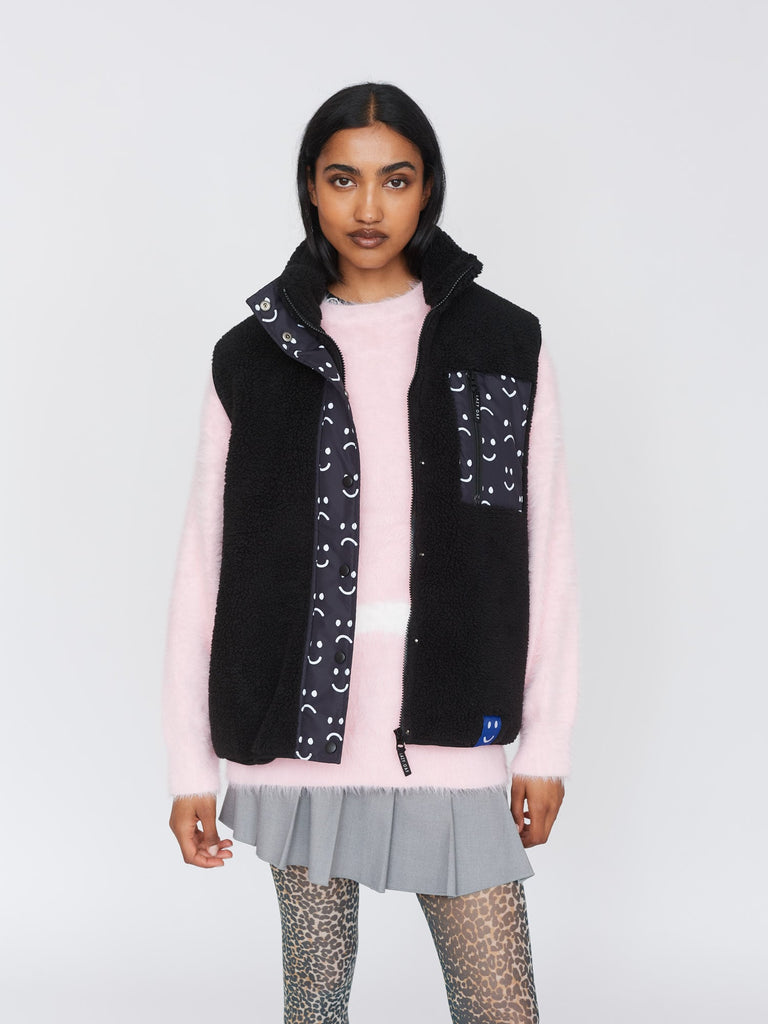 Happy Sad Fleece Gilet – Lazy Oaf