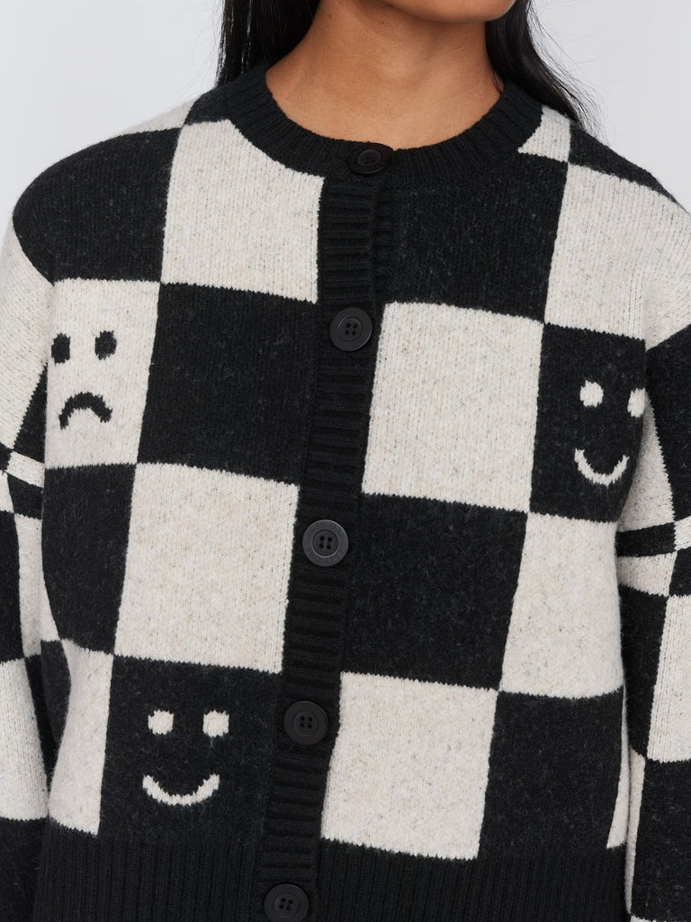 Happy Sad Checkerboard Cardigan – Lazy Oaf