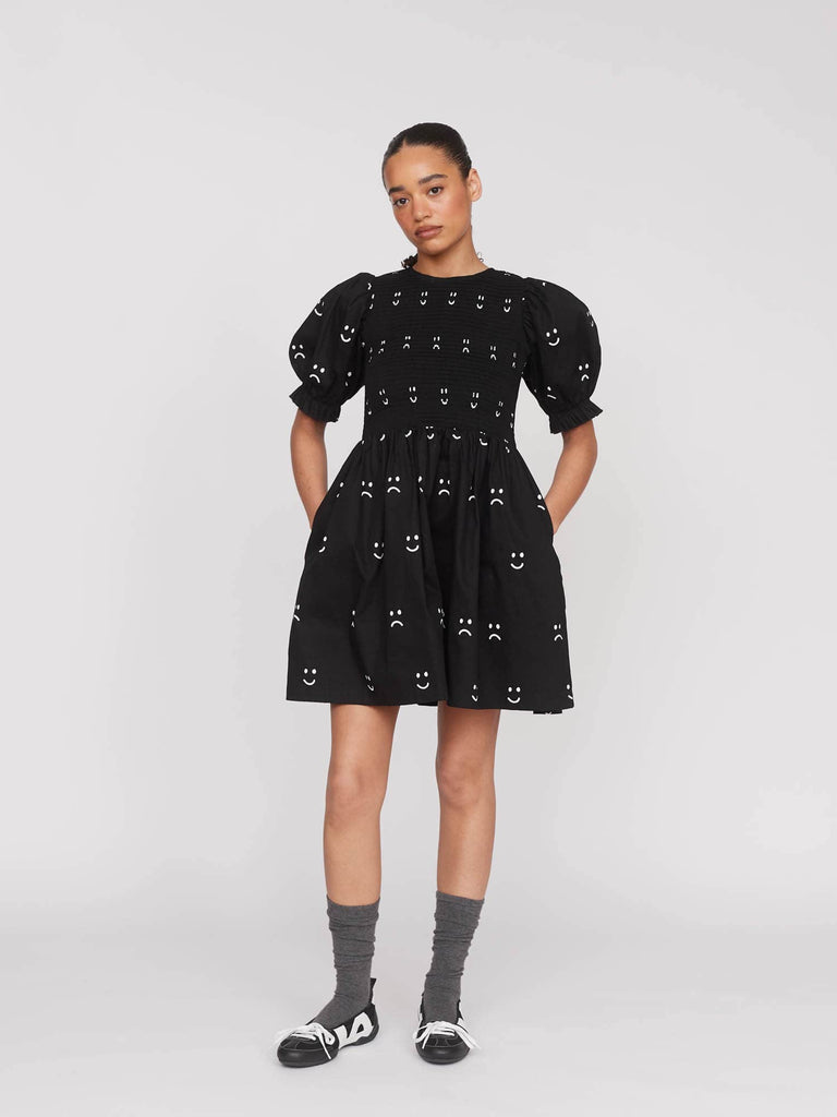 Happy Sad Shirred Mini Dress – Lazy Oaf