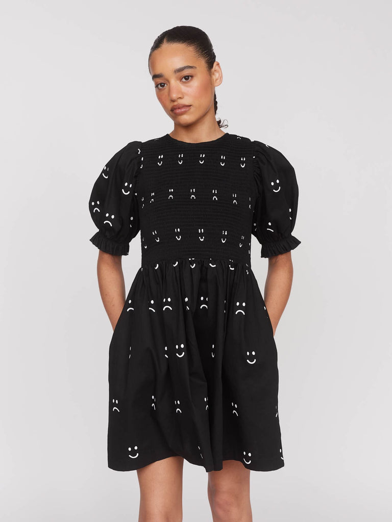 Happy Sad Shirred Mini Dress – Lazy Oaf