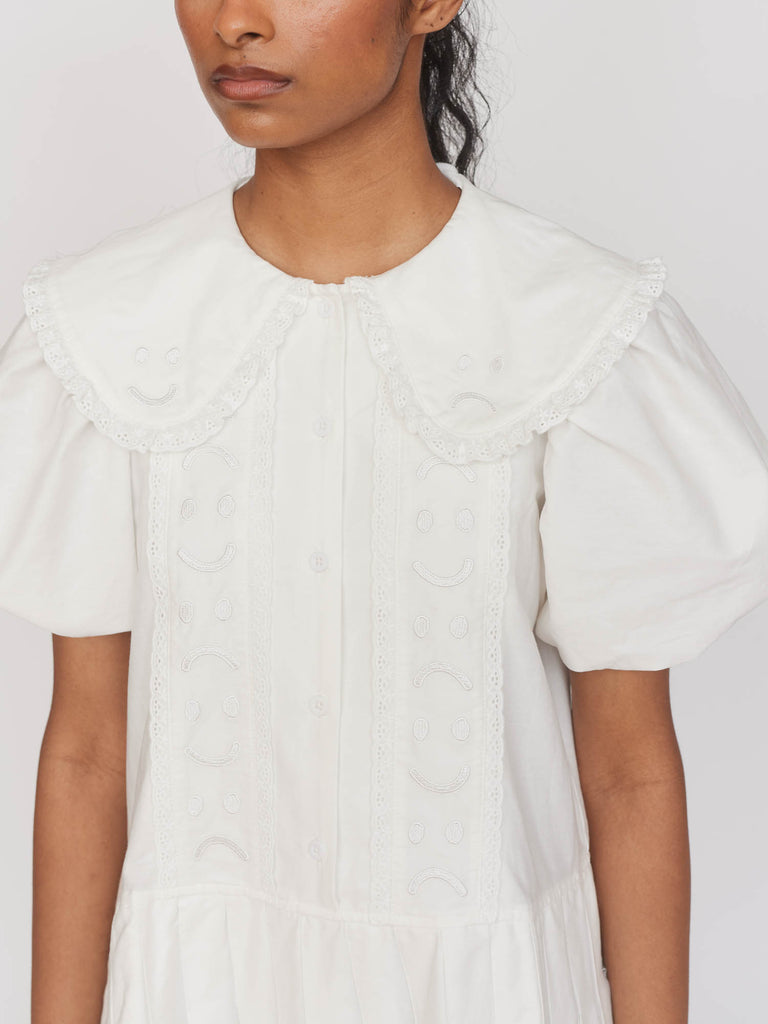 Happy Sad Embroidery Pleated Dress – Lazy Oaf