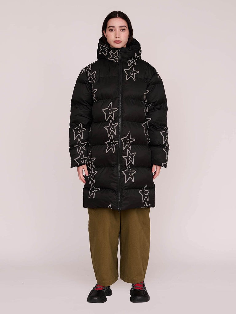 Happy Sad Star Longline Puffer – Lazy Oaf