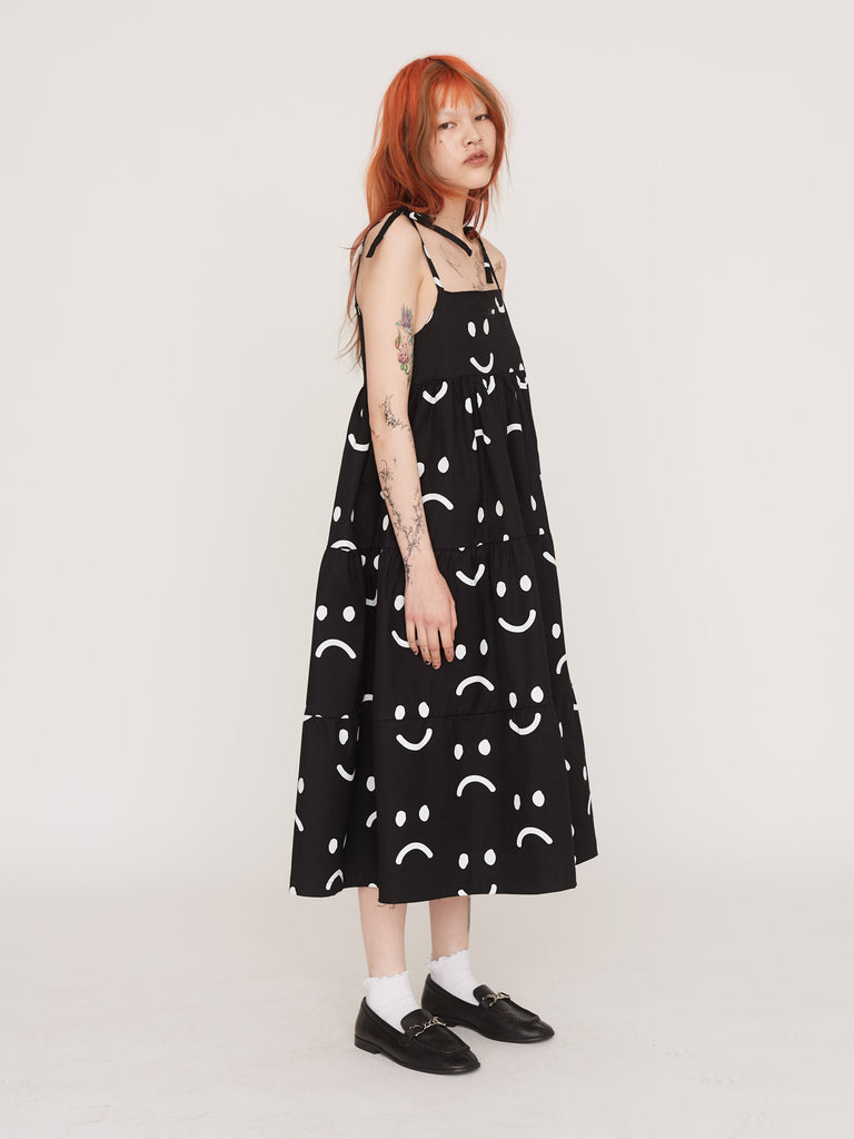 Happy Sad Tie Shoulder Smock Dress – Lazy Oaf