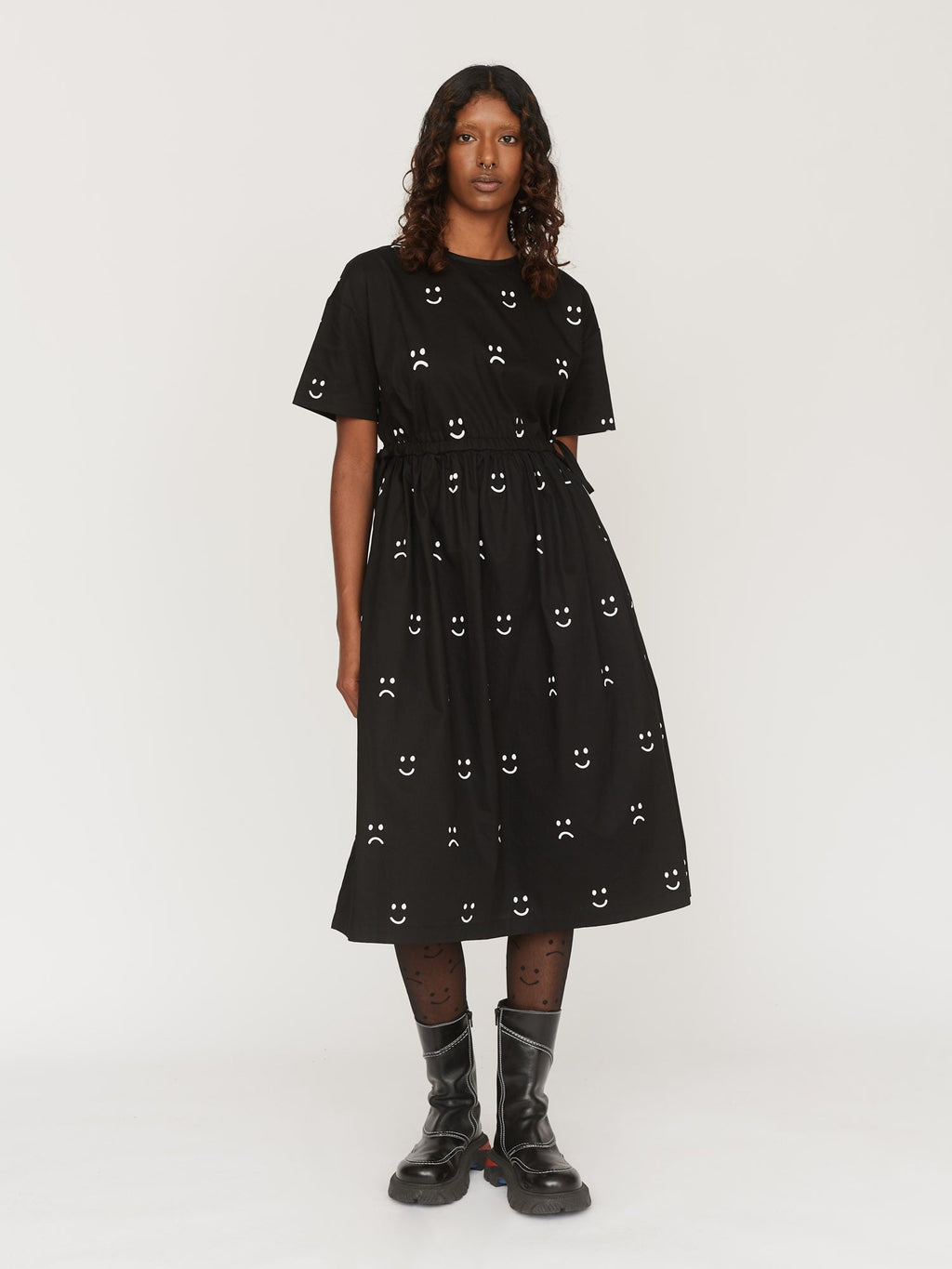 Black Happy Sad Side Tie Dress – Lazy Oaf