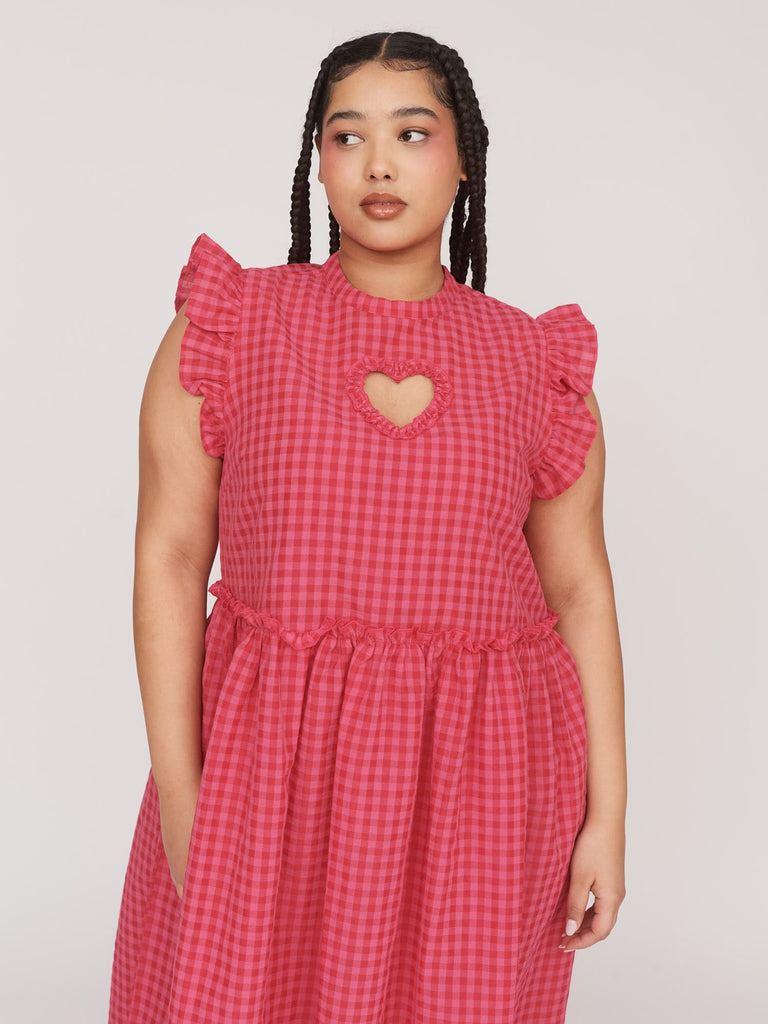 Cut Out Heart Gingham Smock Dress – Lazy Oaf