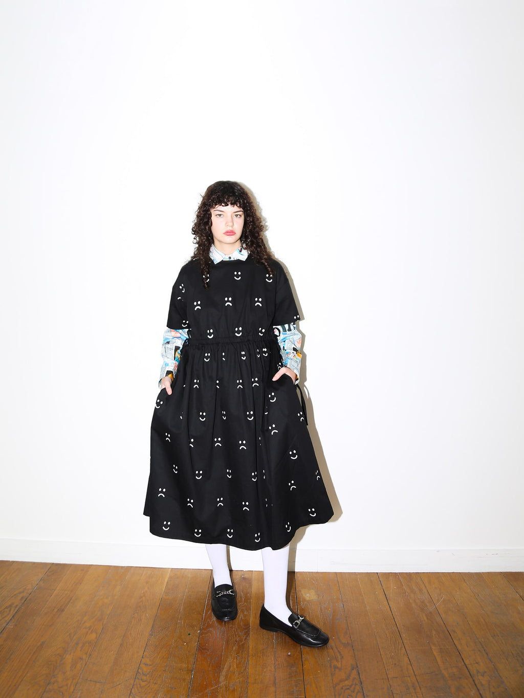 Black Happy Sad Side Tie Dress – Lazy Oaf