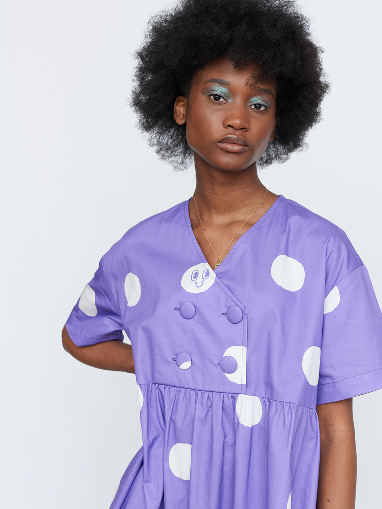 Lazy Oaf Wonky Smile Polka Dot Dress